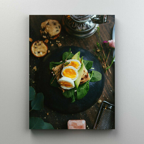 Интерьерная картина на холсте "Завтрак с яйцами", размер 22x30 см