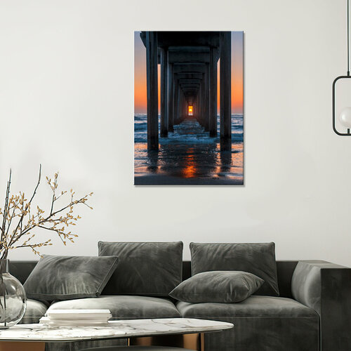 Интерьерная картина на холсте - Тонель в воде и закат 50х70