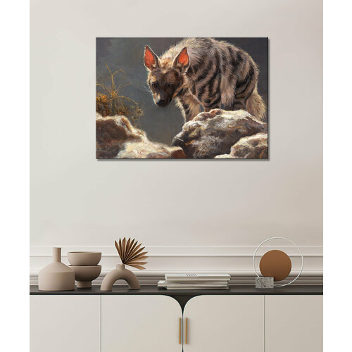 Картина - гиена, гиена арт, гиена рисунок, дикая гиена, гиена в природе (7) 60х80