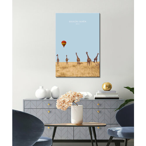 Картина - Жираф, жирафы, африка, жирафы закат, природа жирафы (16) 50х70