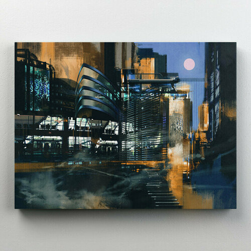 Интерьерная картина на холсте "Пейзаж научно-фантастического города" размер 60x45 см