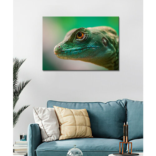 Картина - Игуана, зеленая игуана, ящерица (7) 50х70
