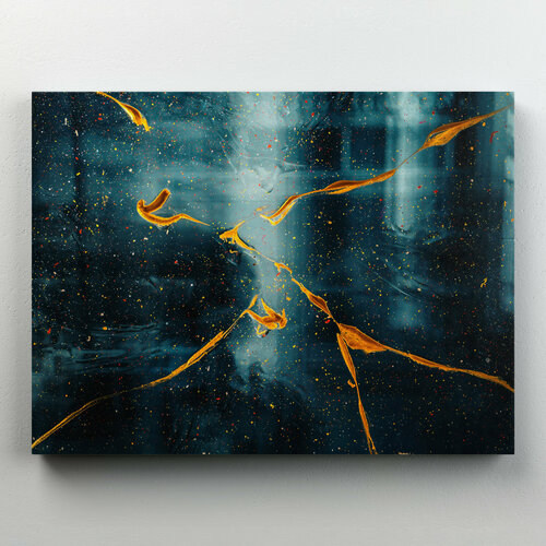 Интерьерная картина на холсте "Абстракция - золотые жилы" абстракция, размер 30x22 см