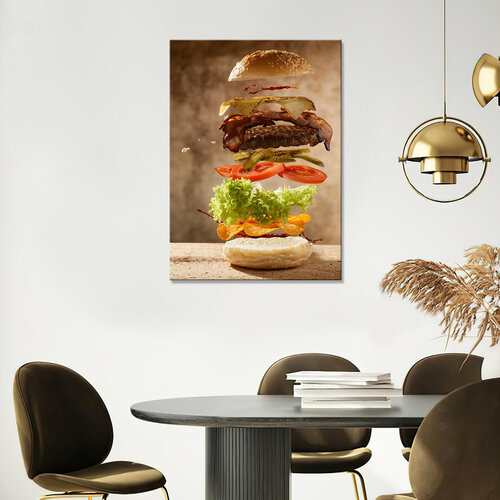 Картина/Картина на холсте для интерьера/Картина на стену/Картина для кухни/ - Бургер с беконом 30х40