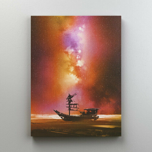 Интерьерная картина на холсте "Млечный путь над океаном" размер 30x40 см