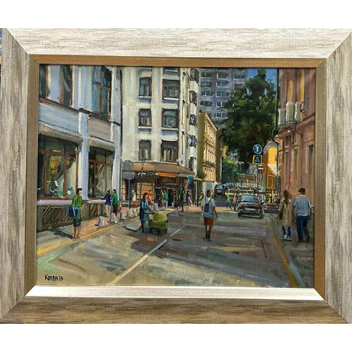 Картина маслом, городской пейзаж "Староконюшенный переулок"