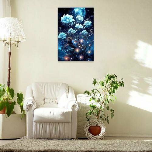 Картина на холсте 40x60 Альянс Лес "Волшебные синие цветы 5" на подрамнике / интерьер/ декор