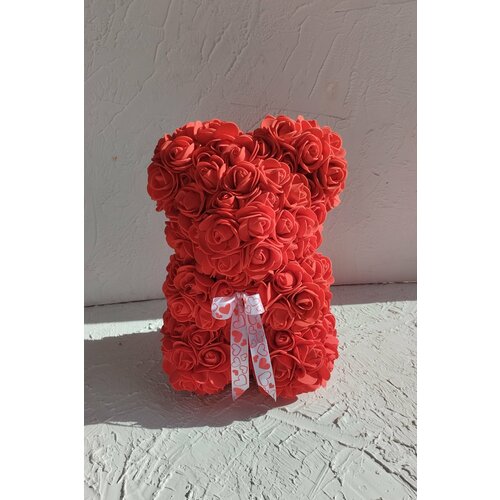 Медведь из роз в подарочной упаковке. Игрушка из цветов. Подарок на 14 февраля, 8 марта, День Рождения. Мишка из роз 25 см