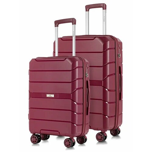Комплект чемоданов L'case Singapore, 2 шт., 83 л, размер S/M, бордовый