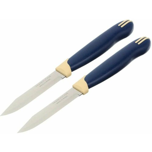 Tramontina Нож кухонный овощной, с синей пластиковой ручкой, 75 мм, 2 шт.
