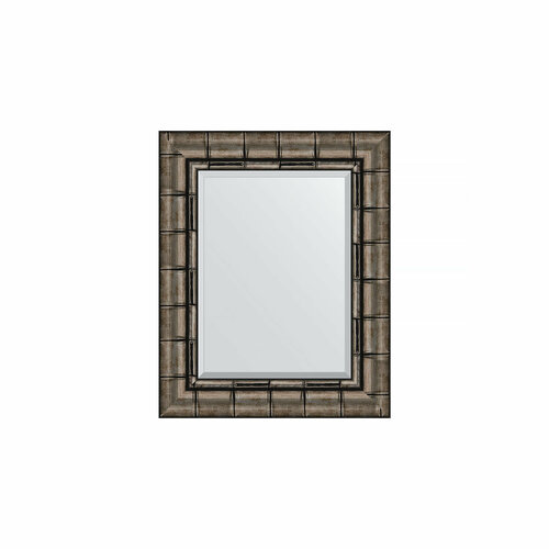 Зеркало настенное с фацетом EVOFORM в багетной раме серебряный бамбук, 43х53 см, для гостиной, прихожей, кабинета, спальни и ванной комнаты, BY 1358