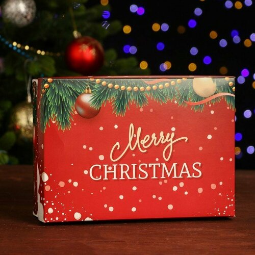 Подарочная коробка, сборная "Счастливого Рождества", 24 х 17 х 8 см (комплект из 15 шт)