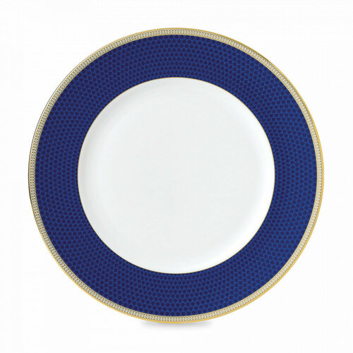 Тарелка обеденная, 27 см, костяной фарфор, белый, синий WGW-40003895 Hibiscus