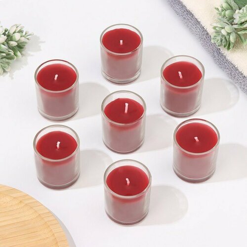 Набор свечей ароматических в стакане "Вишня", 12 шт, красные, 4,5х5 см (комплект из 2 шт)