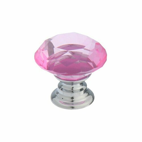 Ручка кнопка CAPPIO, цвет розовый "Алмаз", стеклянная, d=25 мм (комплект из 17 шт)
