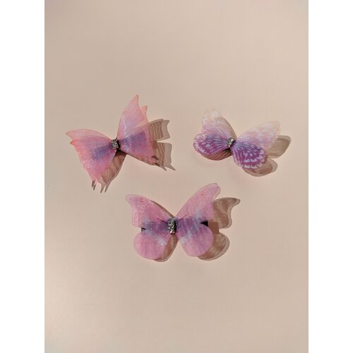 "Заколки-бабочки для девочек" - комплект из 3 заколок