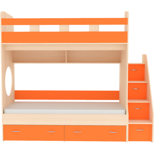 Двухъярусная кровать Юниор 1 80x190 Дуб Молочный Оранжевый