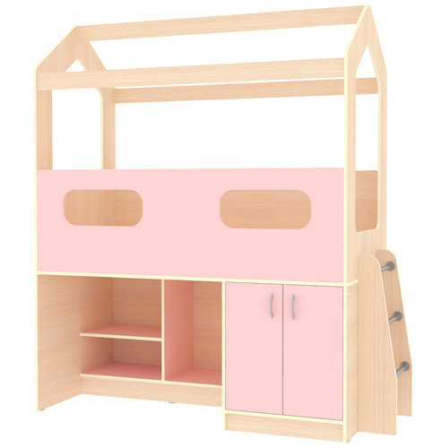 Кровать чердак ДС-12 Дуб Молочный Розовый