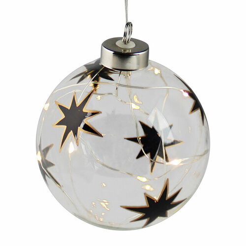 Peha Светящийся елочный шар Ivory Star 10 см, 10 теплых белых LED ламп, на батарейках GF-18025
