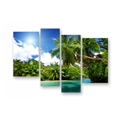 Модульная картина на холсте | Diva Kartina | Природа. Тропики - Пляж среди пальм | 70X50 см
