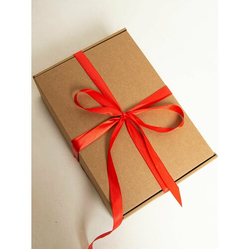 Подарочная коробка GILEV 32x22x10см (5 штук) с наполнителем и красной лентой