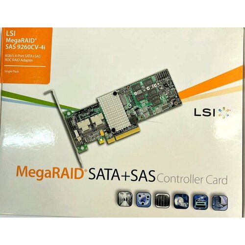 Контроллер LSI Logic SAS9260CV-4I SGL 512Mb PCI-E, 4-port 6Gb/s, CacheVault, SAS/SATA RAID Adapter