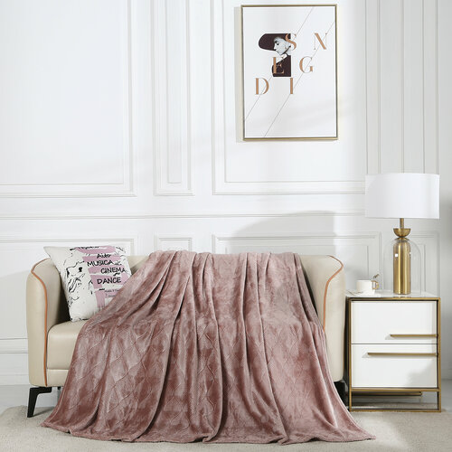 Плед 150х200 пушистый полуторный Cleo Magnolia, светло-коричневый, покрывало на кровать и диван, велсофт