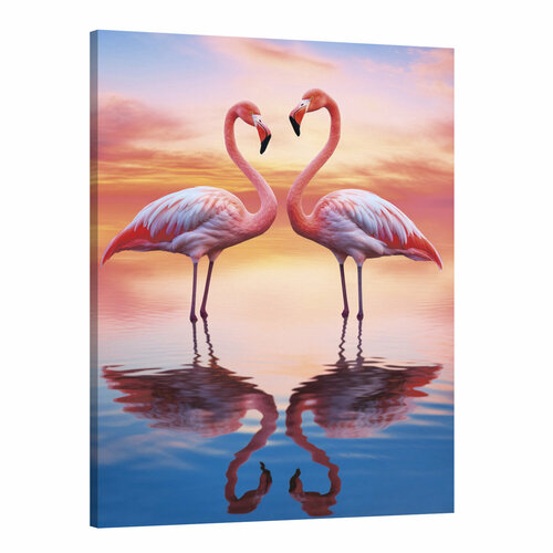 Интерьерная картина 50х70 "Магическая пара фламинго"