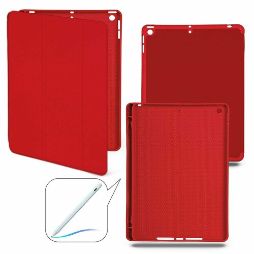 Чехол-книжка для iPad 7 / 8 / 9 (2019/2020/2021) с отделением для стилуса, красный