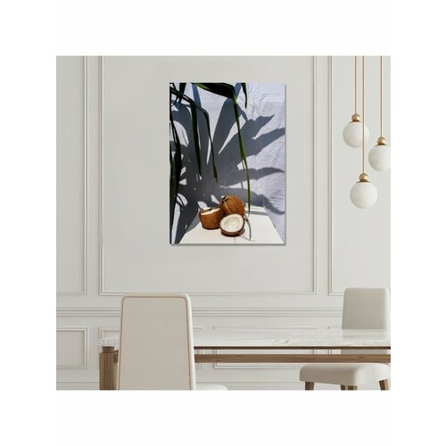 Картина на холсте с подрамником кокосы под пальмой 50х70