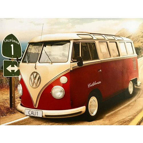 Плакат, постер на бумаге Volkswagen Retro VW T1/Фольксваген/винтажный/ретро. Размер 21 х 30 см
