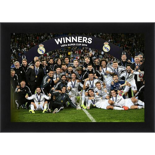 Плакат, постер на холсте Победа в суперкубке 2014. Реал Мадрид. Real Madrid. Размер 21 х 30 см