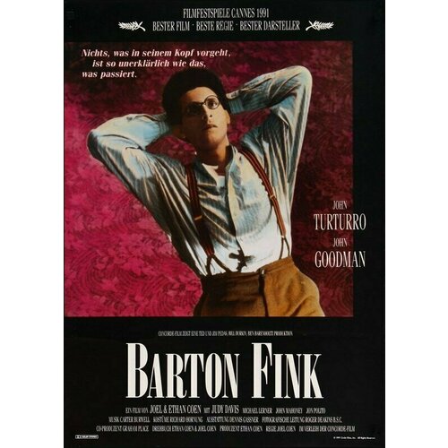 Плакат, постер на бумаге Бартон Финк (Barton Fink), Джоэл Коэн, Итан Коэн. Размер 21 х 30 см