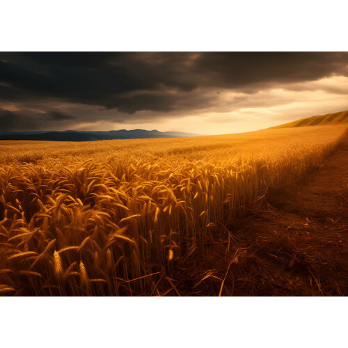 Постер - "Золотые поля пшеницы"на фотобумаге / А4 / в тубусе без рамы