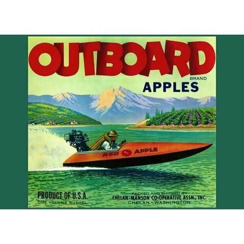 Плакат, постер на бумаге иностранный Outboard brand apples. Размер 30 х 42 см