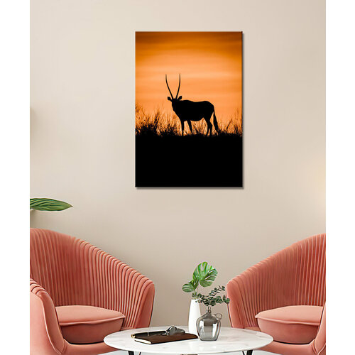 Картина - рогатая антилопа на закате, антилопа 50х70
