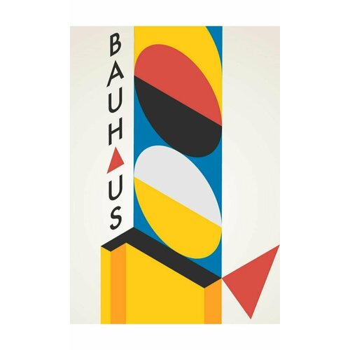 Плакат, постер на холсте баухаус-объемные фигуры. Размер 60 х 84 см