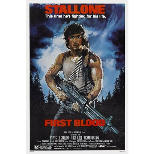 Плакат, постер на холсте Рэмбо: Первая кровь (First Blood, 1982г). Размер 21 х 30 см
