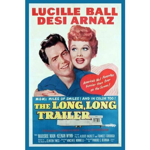 Плакат, постер на бумаге иностранный Lucille ball desi Arnaz. The long, long trailer. Размер 42 х 60 см