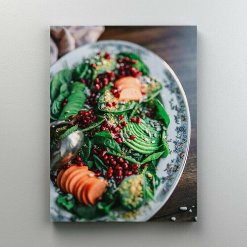 Интерьерная картина на холсте "Аппетитный салат" для кухни, кафе и ресторанов, размер 22x30 см