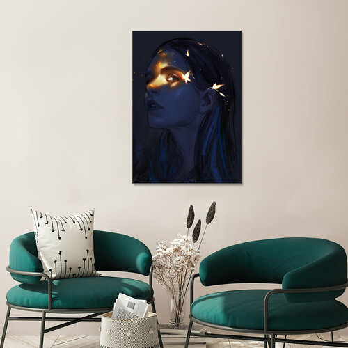 Интерьерная картина на холсте - Девушка солнечный зайчик на глазу 20х30