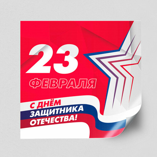 Интерьерная наклейка с поздравлением на 23 февраля, День защитника Отечества / 60x60 см.