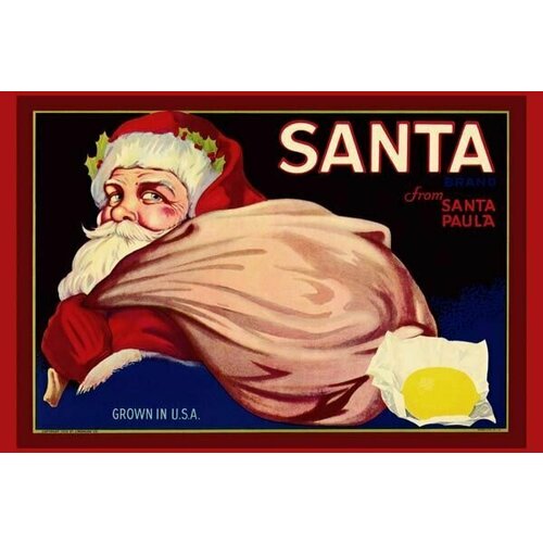 Плакат, постер на бумаге иностранный Santa brand. From Santa Paula. Размер 42 х 60 см