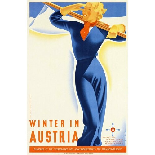 Плакат, постер на бумаге Skiing-Austria/Горные лыжи-Австрия. Размер 60 на 84 см