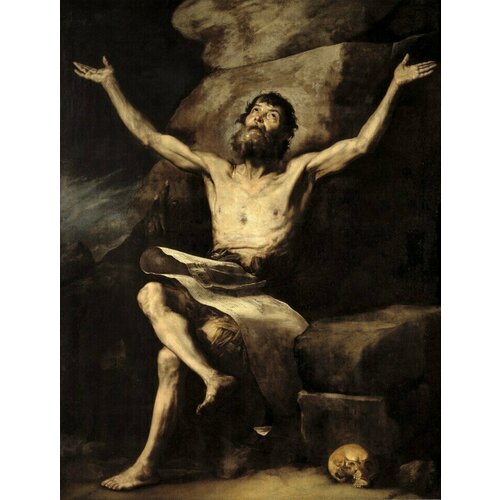 Плакат, постер на холсте Josepe de Ribera-St Paul the Hermit/Хусепе де Рибера -Святой Павел Отшельник. Размер 30 на 42 см