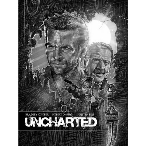 Плакат, постер на холсте Uncharted/игровые/игра/компьютерные герои персонажи. Размер 30 на 42 см