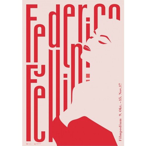 Плакат, постер на бумаге Federico Fellini/Федерико Феллини. Размер 21 х 30 см