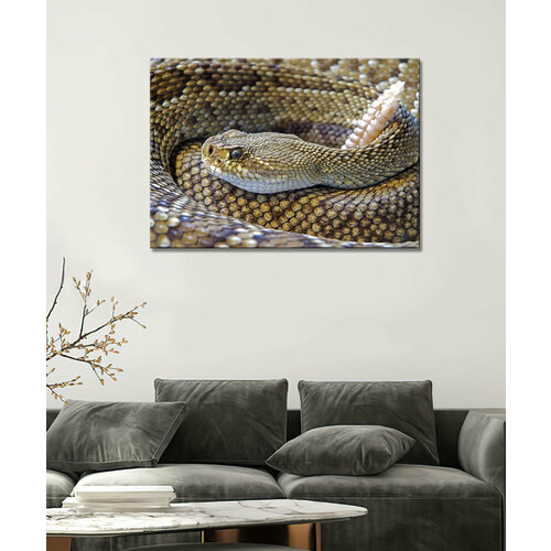 Картина - змея, техасский гремучник, ямкоголовая змея, ядовитая змея, большая змея, кожа змеи (8) 60х80