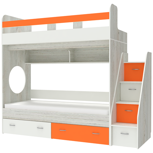 Двухъярусная кровать Юниор 1 80x190 Винтерберг Оранжевый/Белый