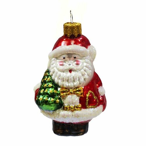 Ёлочное украшение "Дед Мороз с елочкой", в подарочной упаковке, h-9см